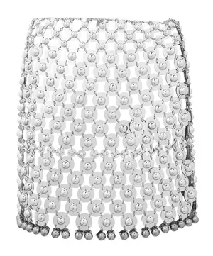 Rabanne Disc Link Metal Mini Skirt - White