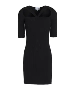 GANNI Ribbed Knit Dress With Cutout Detail