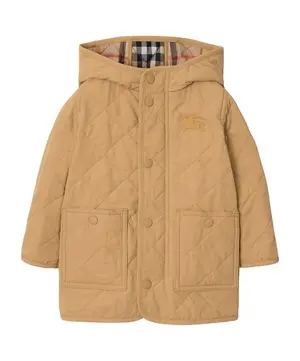 Burberry Quilted Hooded Jacket With Embroidered Equestrian Knight Design