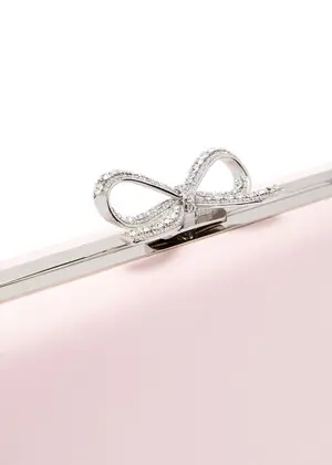 SELF-PORTRAIT Crystal Bow-embellished Satin Clutch