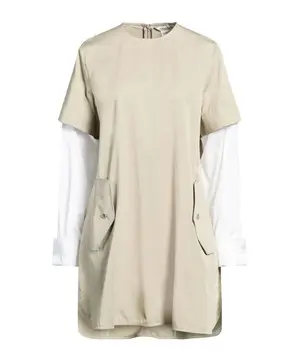 Max Mara Two-tone Trumpet Skirt With Long Sleeves And Pockets - Beige