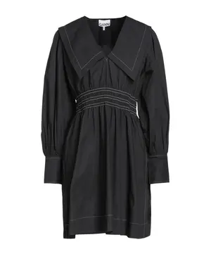 GANNI Long Sleeve Shirt Dress With Gathered Waist