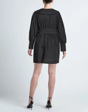 GANNI Long Sleeve Shirt Dress With Gathered Waist