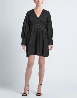 GANNI Long Sleeve Shirt Dress With Gathered Waist