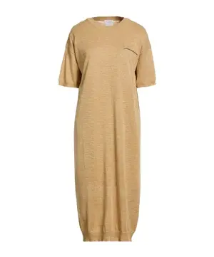 Brunello Cucinelli Metallic Knit Crewneck Dress - Nude