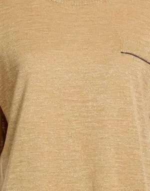 Brunello Cucinelli Metallic Knit Crewneck Dress