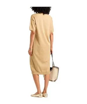Brunello Cucinelli Metallic Knit Crewneck Dress