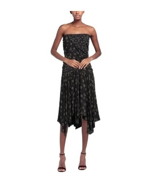 Isabel Marant Étoile Crepe Frills Two-tone Deep Neckline Sleeveless Mini Dress