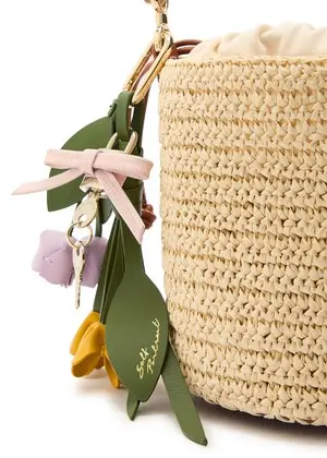 SELF-PORTRAIT Leather And Raffia Bucket Bag