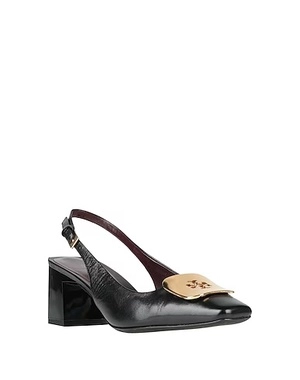 Tory Burch Leather Block Heel Mary Jane Slingbacks