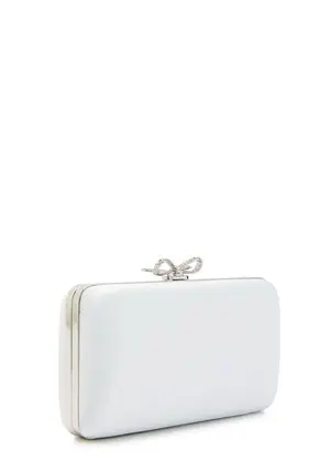 SELF-PORTRAIT Crystal Bow-embellished Satin Clutch