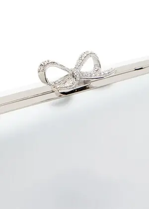 SELF-PORTRAIT Crystal Bow-embellished Satin Clutch