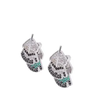 Loewe Feather Earrings In Sterling Silver And Crystals - Silver/white