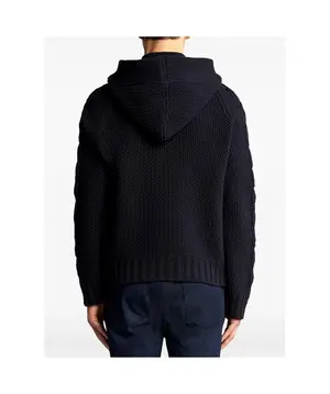 Etro Zipped Hooded Sweater With Cable Knit Sleeves