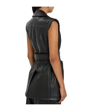 Sportmax Belted Leather Biker Vest Jacket