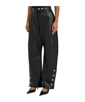 Sportmax Barrel-leg Leather Trousers