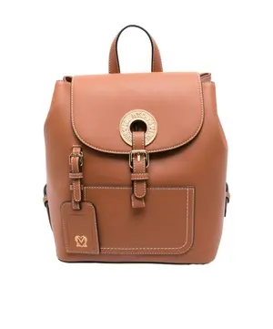 Moschino Logo Engraved Buckle Fastened Backpack - Brown