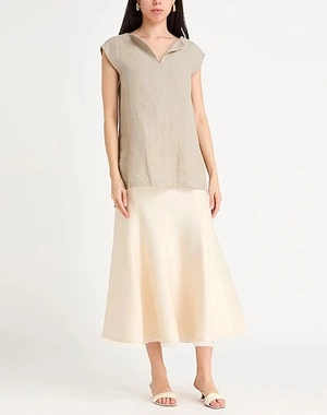Max Mara Linen V-neck Short-sleeve Top