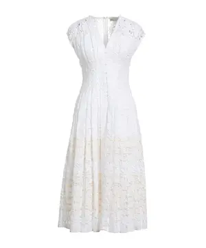 Tory Burch Solid Color Pleated Dress - White