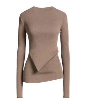 Rick Owens Solid Color Ribbed Knitted Sweater - Brown