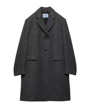 Prada Single-breasted Chevron Wool Jacket - Coal Gray