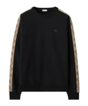 Burberry Check Trim Cotton Sweatshirt