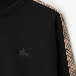 Burberry Check Trim Cotton Sweatshirt