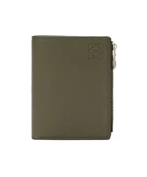 Loewe Slim Compact Wallet In Soft Grained Calfskin - Green