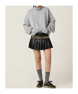 Miu Miu Nappa Leather Pleated Skirt