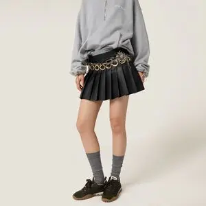 Miu Miu Nappa Leather Pleated Skirt