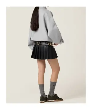 Miu Miu Nappa Leather Pleated Skirt