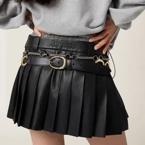Miu Miu Nappa Leather Pleated Skirt