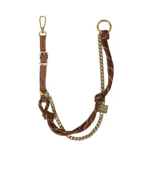 Miu Miu Leather, Cord And Metal Trick Keyring - Cognac/tobacco