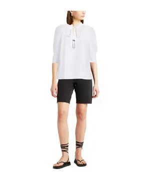 Max Mara Short Sleeve Top With Tie Detail - White