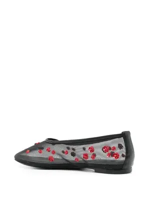 Staud Alba Ballerina Flats With Floral Embellishments - Gray