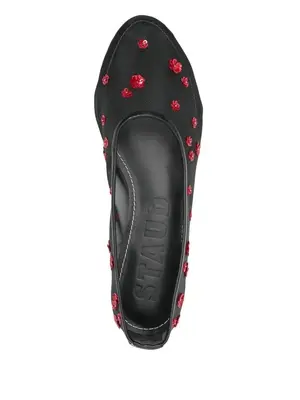 Staud Alba Ballerina Flats With Floral Embellishments - Gray