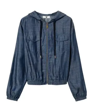 TWINSET Hooded Denim Jacket - Blue