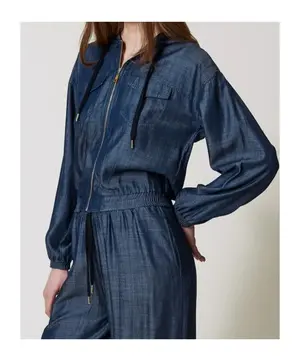 TWINSET Hooded Denim Jacket