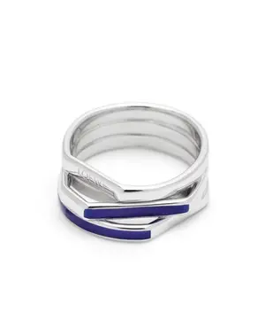 Loewe Stacked Ring In Sterling Silver And Enamel - Silver/blue