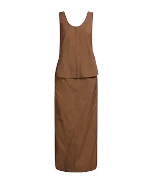 Brunello Cucinelli Solid-color Sleeveless Slim-fit Dress - Brown