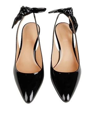 Chloé Patent Leather Pointed Toe Slingback Block Heels