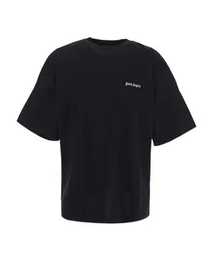 Palm Angels Logo Embroidered Crewneck T-shirt - Black