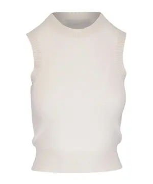 NILI LOTAN Crew-neck Sleeveless Vest - White
