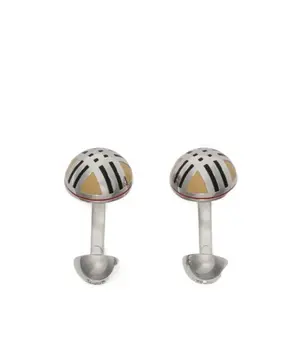 Burberry Enamel Check Cufflinks - Silver