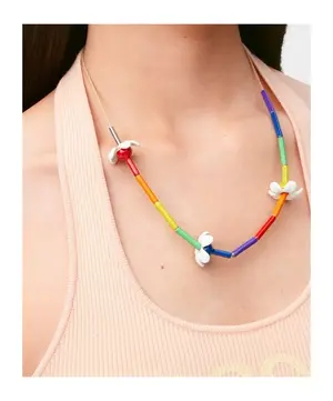 Loewe Flor Necklace In Sterling Silver And Enamel