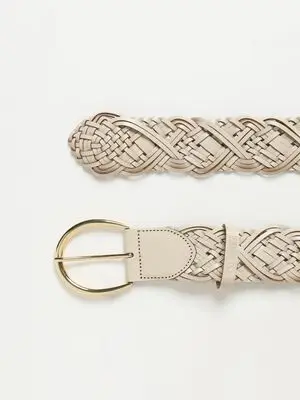 TWINSET Braided Leather Belt With Gold Buckle