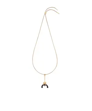 Loewe Sterling Silver And Crystal Acrobat Pendant Necklace - Gold/black