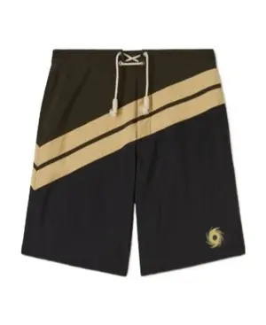 Palm Angels Stripe Detailed Drawstring Swim Shorts - Black