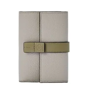 Loewe Small Vertical Wallet In Soft Grained Calfskin - Shell Grey/eucalyptus