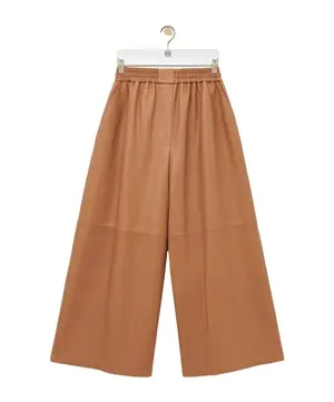 Loewe Cropped Nappa Lambskin Trousers - Toffee